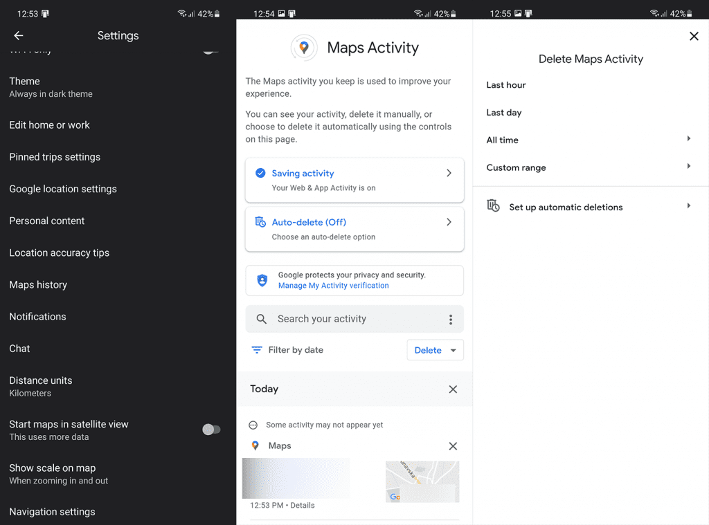How to erase Google Maps History